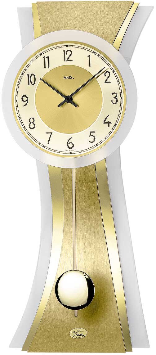 Reloj de péndulo de vidrio y latón, diseño - AMS Modelo: 7267 - Compr